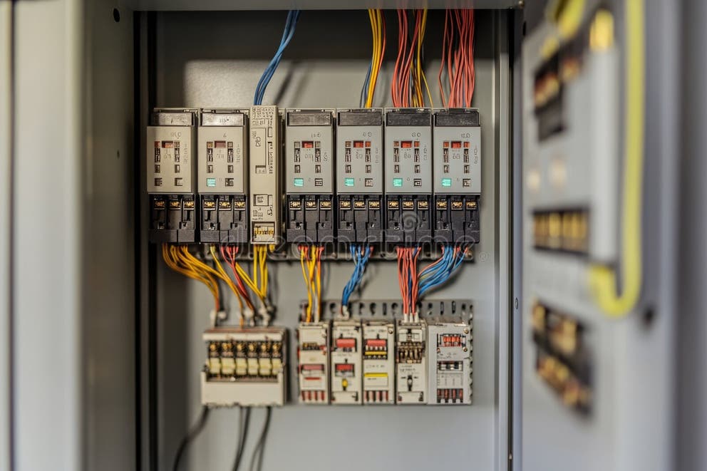 Close-up of an Electrical Panel with Wires and Components, Suitable for ...