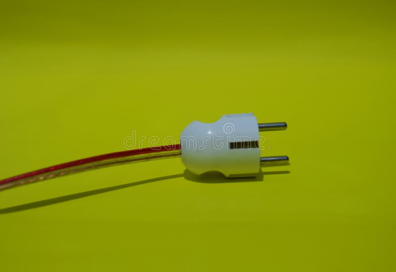 Close Up of Electrical Plug Socket Isolated on Yellow Background Stock ...