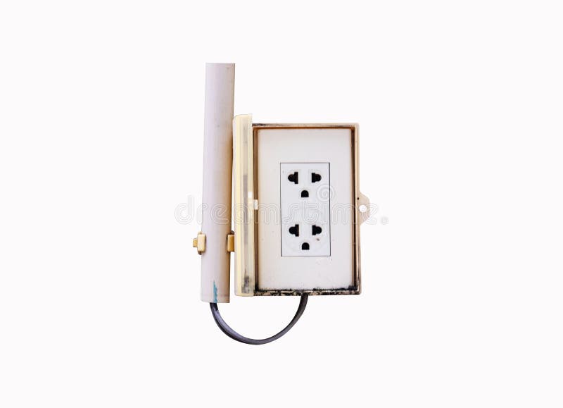 Close Up Electrical Power Socket and Plug Socket Isolated on White ...
