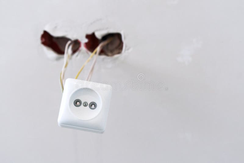 Unfinished Electrical Mains Outlet Socket with Electrical Wires and ...