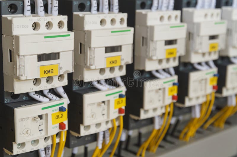 Close-up Electrical Wiring with Fuses and Contactors. Stock Image ...