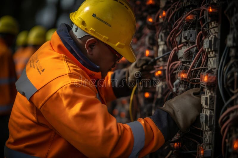 Close Up View of Electrician Fixing Electrical Panel Using a ...