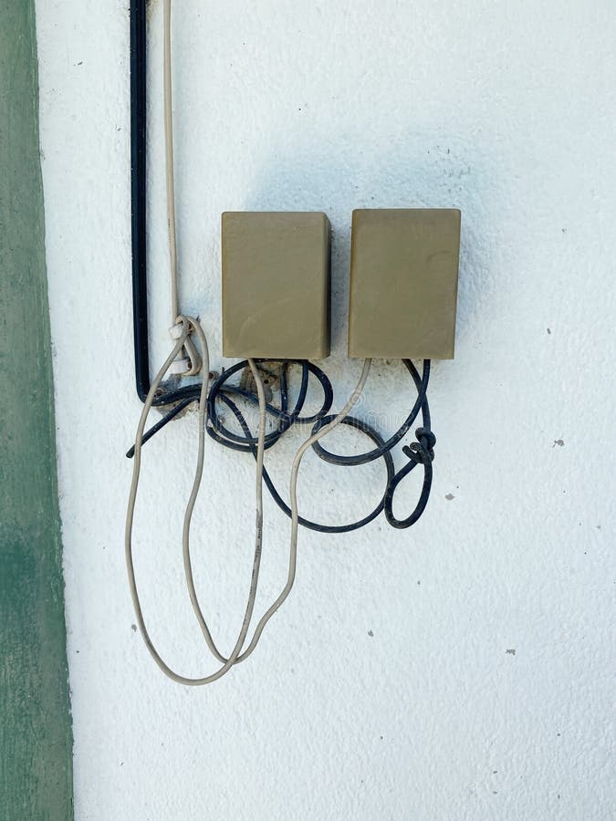 Electricity Distribution Box with Door on the Wall Stock Photo - Image ...