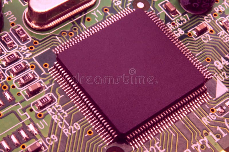 Electronic Circuit Board Close Up with Different Lighting Stock Photo ...