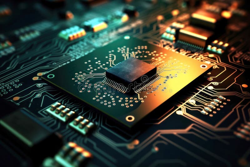Close-up of an Electronic Board with a Processor or Chip. Development ...
