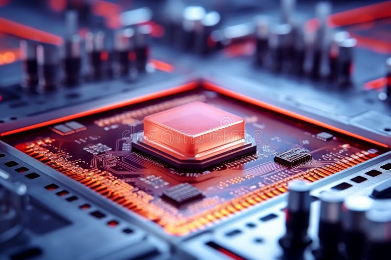 Close-up of an Electronic Board with a Processor or Chip. Development ...