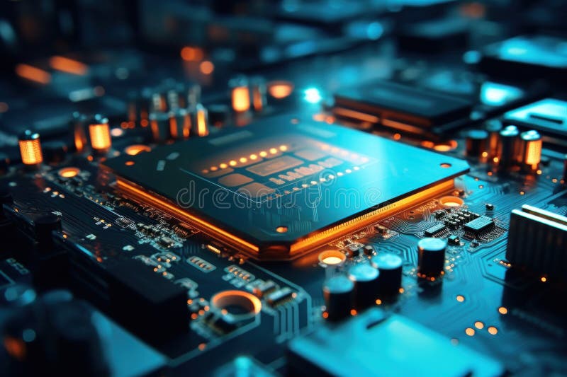 Close-up of an Electronic Board with a Processor or Chip. Development ...