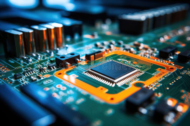 Close-up of an Electronic Board with a Processor or Chip. Development ...