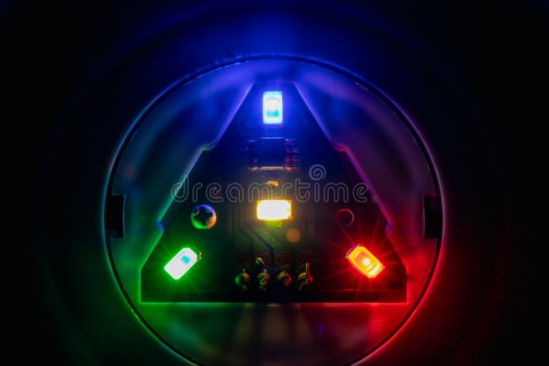 Close-up Electronic Circuit Board with Color LEDs, Modern Electronics ...
