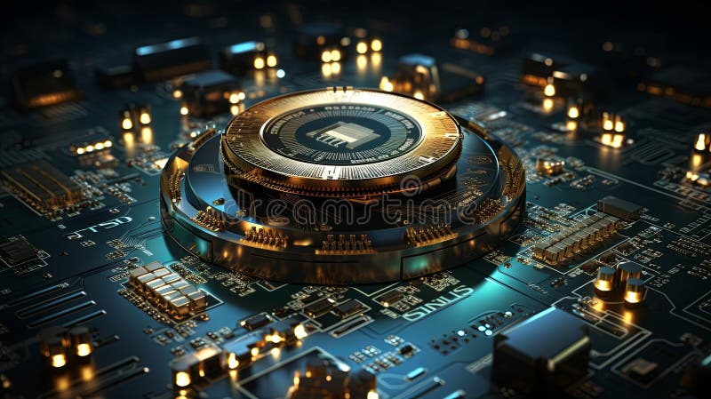 Close Up Electronic Circuit Board or Computer Microchip Futuristic ...