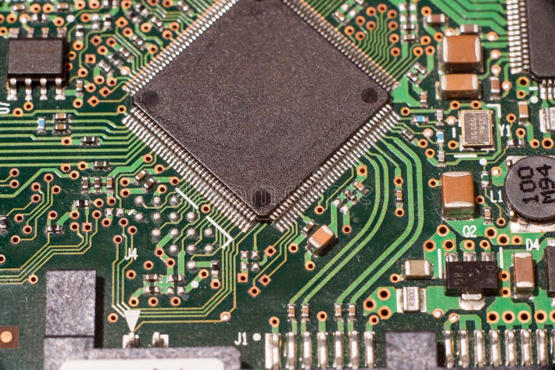 Close Up of Electronic Circuit Board with Microchip Stock Image - Image ...