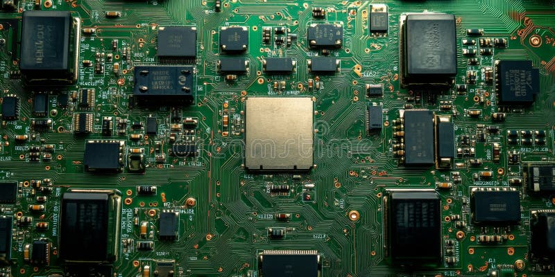 Close-up of Electronic Circuit Board with Microchips and Components ...