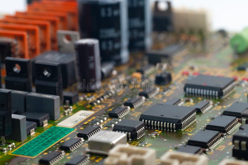 Close-up of Electronic Circuit Board PCB with Microchip, Processor ...