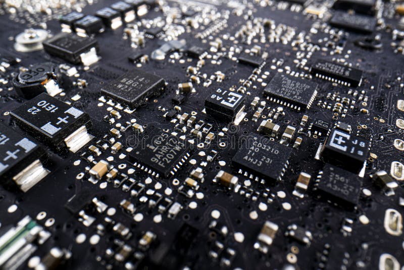 Close-up of Electronic Circuit Board with Processor, Fragment of the ...