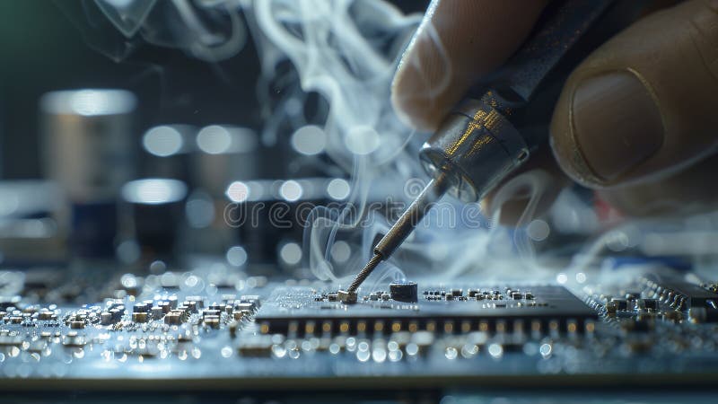 Repair of a Computer, Close Up of a Computer Board Soldering with ...