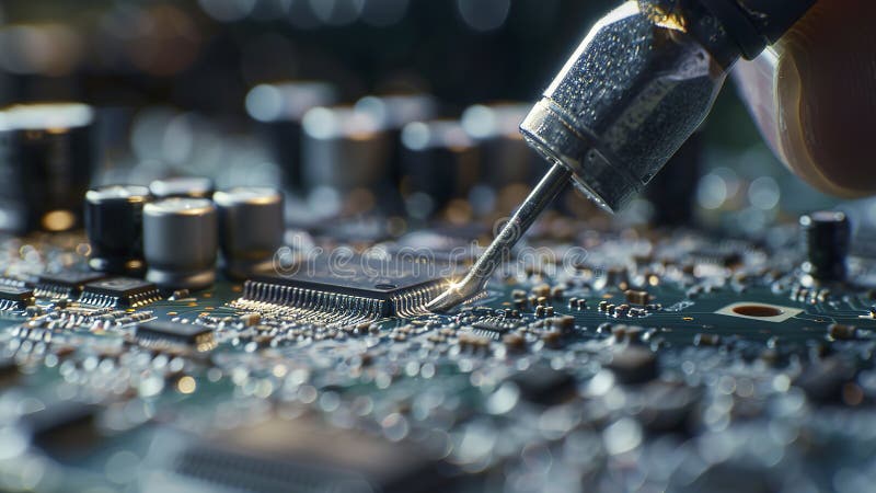 Repair of a Computer, Close Up of a Computer Board Soldering with ...