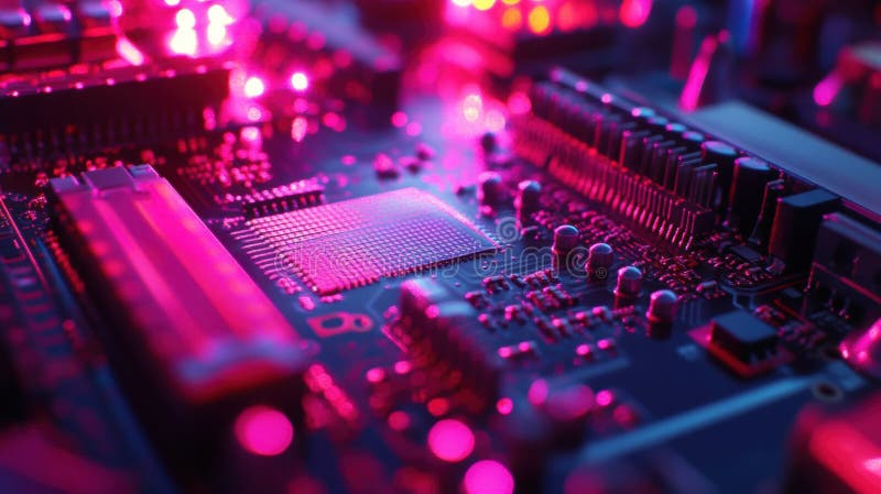 Close Up of Electronic Circuit Board Showing Cpu and Components with ...
