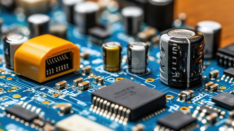 Close-up of Electronic Circuit Board with Various Components Stock ...