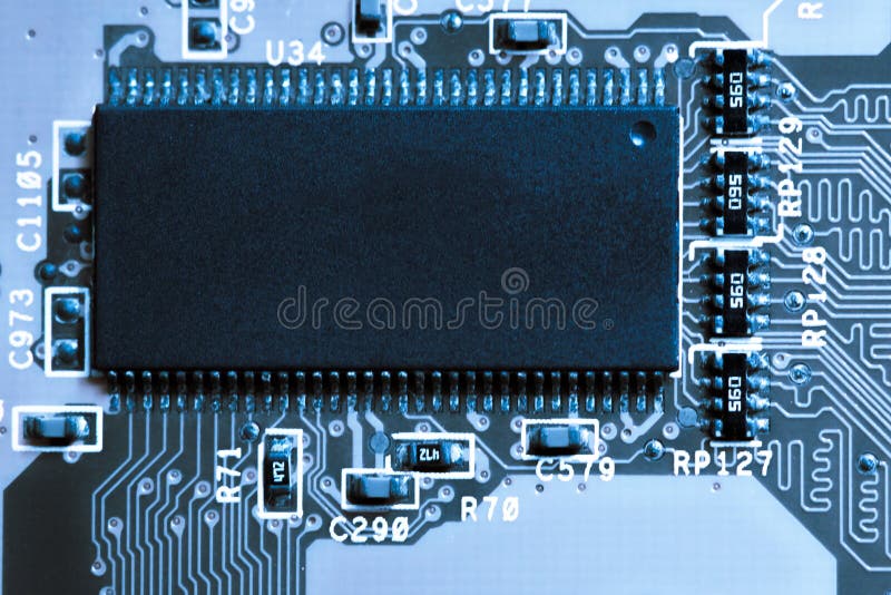 Close Up of Electronic Circuits in Technology on Mainboard Background ...