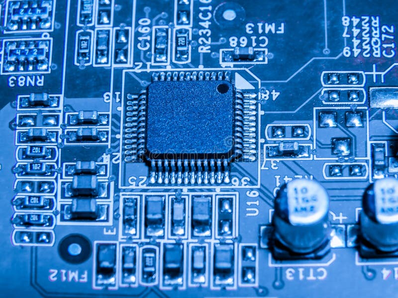 Close Up of Electronic Circuits in Technology on Mainboard Stock Photo ...