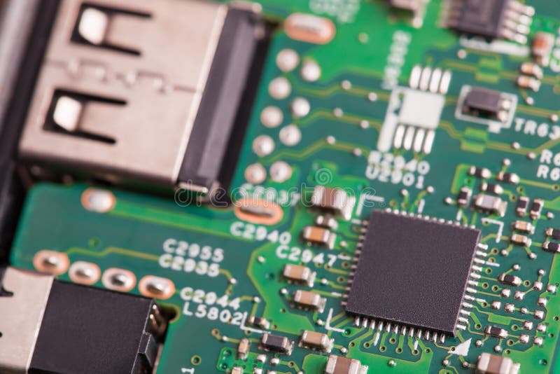 Close Up of Electronic Components on the Motherboard, Microprocessor ...