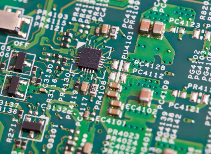 Close Up of Electronic Components on the Motherboard, Microprocessor ...