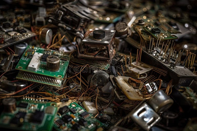 Close-up of Electronic Components, Ready for Recycling and Reuse Stock Illustration ...