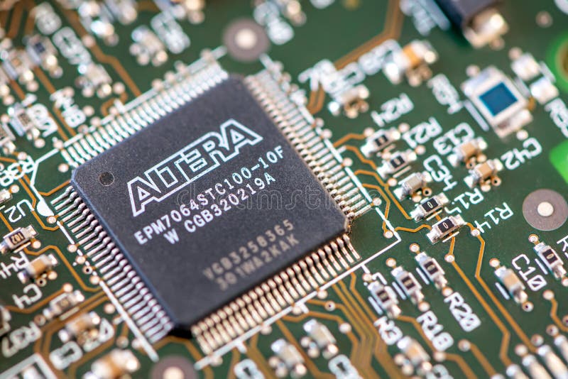 Opened IC with Chip Inside on the White Background Stock Image - Image ...