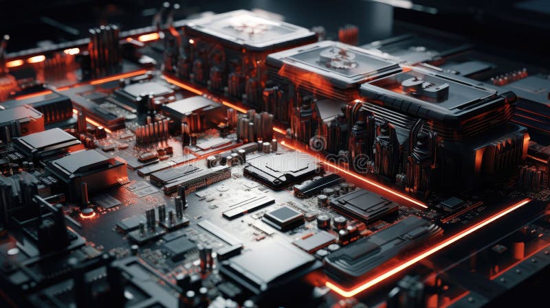 Close-up of Electronic Computer Hardware Technology. Stock Photo ...