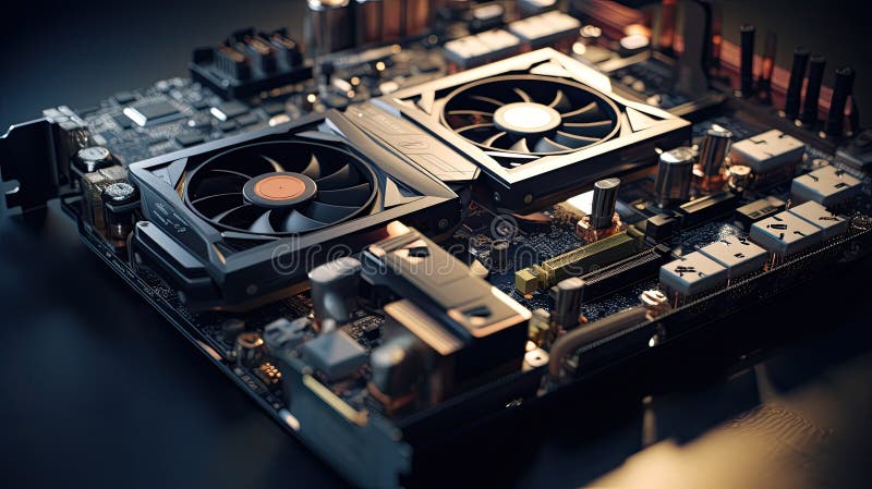 Close-up of Electronic Computer Hardware Technology. Stock Illustration ...