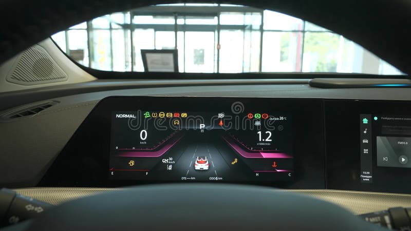 Close-up of an Electronic Dashboard in a Modern Car. Stock Footage ...