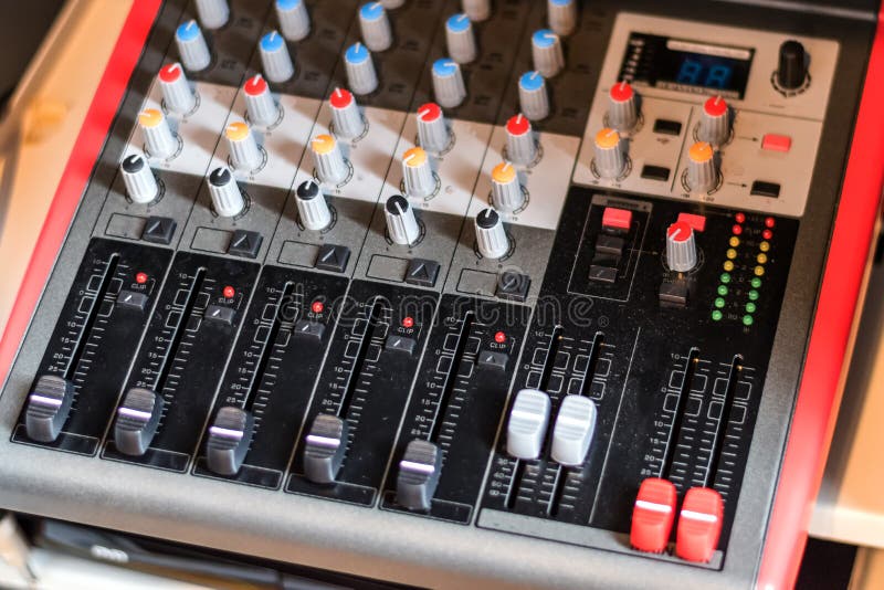 Close Up Electronic Professional Sound Mixer Control Panel in Mu Stock ...
