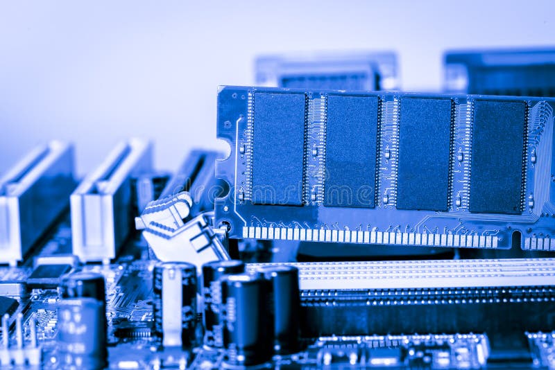 Close Up of Electronic Ram Random Access Memory on Mainboard Computer ...
