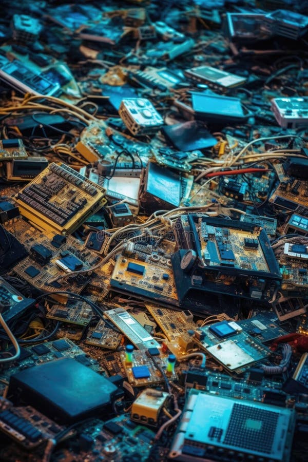 Close-up of Electronic Waste at Garbage Dump Stock Illustration ...