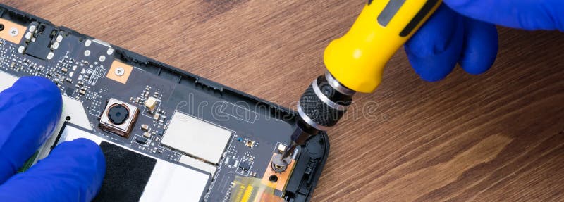 Close-up of Electronics Repair, Replacement and Diagnostics of Faulty ...