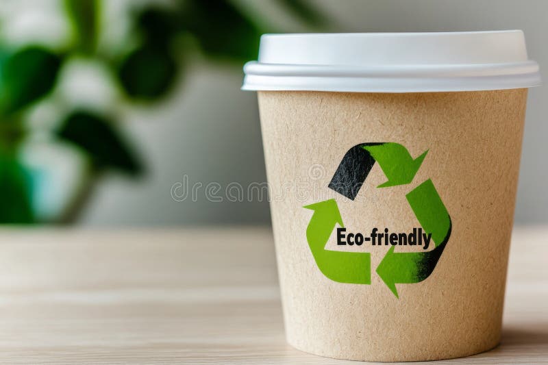 A Close-up of an Elegant Biodegradable Coffee Cup Adorned with an Eco ...