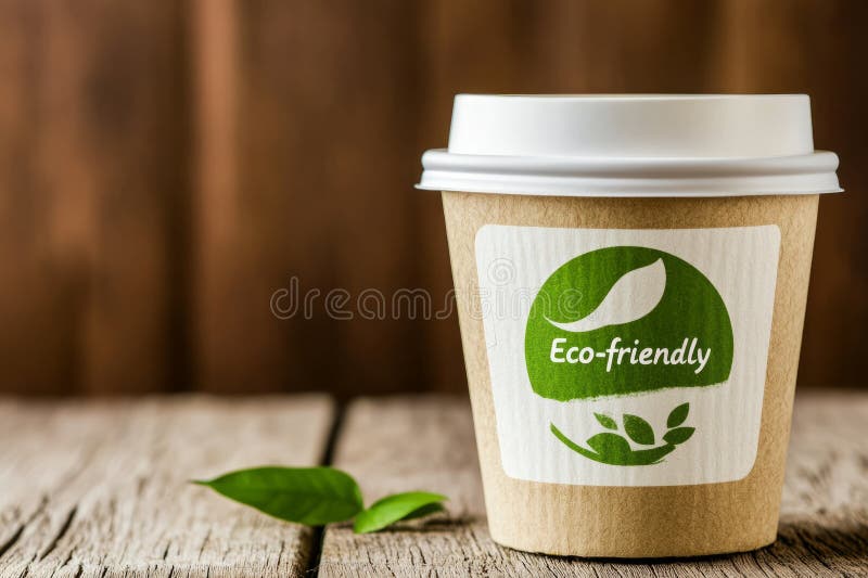 A Close-up of an Elegant Biodegradable Coffee Cup Adorned with an Eco ...