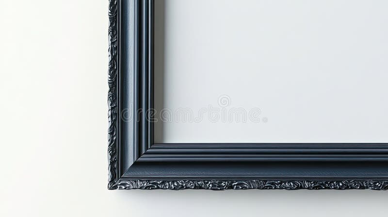 Close-up of Elegant Black Picture Frame Corner on a White Wall ...