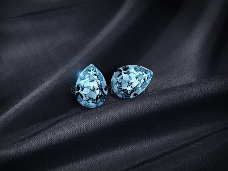 Close Up of Elegant Blue Diamonds on Black Fabric Background Editorial ...