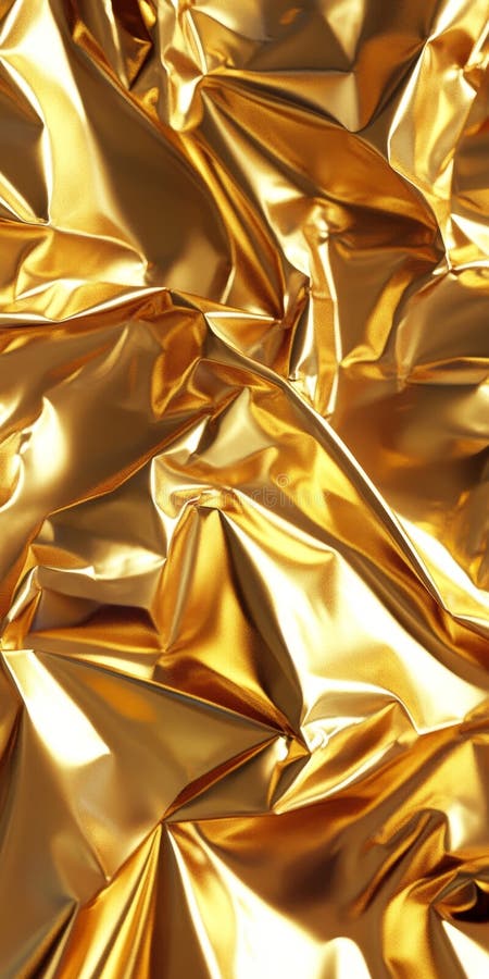 Close Up of an Elegant, Crinkled and Reflective, Metallic Gold ...