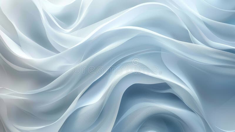Close-up of Elegant, Flowing White and Blue Fabric Creating a Soft ...