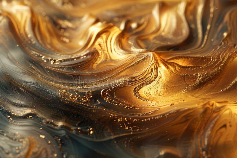 Close-up of Elegant Gold Liquid Swirling into a Deep Rich Hue, Elegant ...