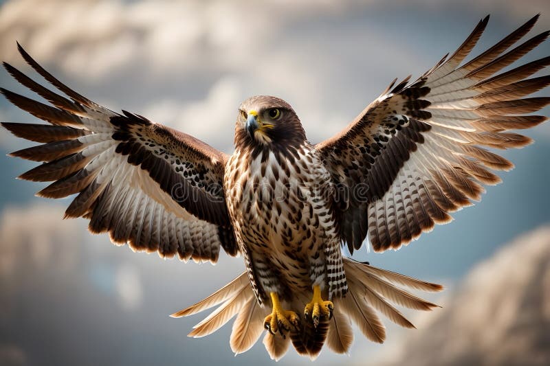 A Close Up of an Elegant Hawk Flying Over the Sky Stock Photo - Image ...