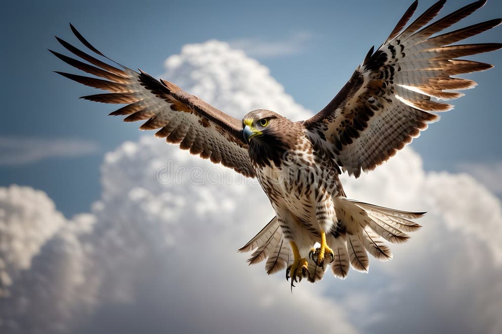 A Close Up of an Elegant Hawk Flying Over the Sky Stock Image - Image ...