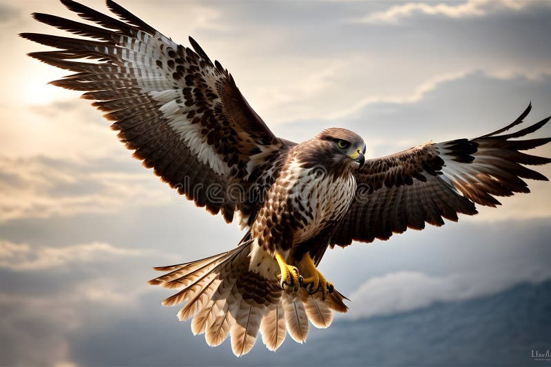 A Close Up of an Elegant Hawk Flying Over the Sky Stock Image - Image ...