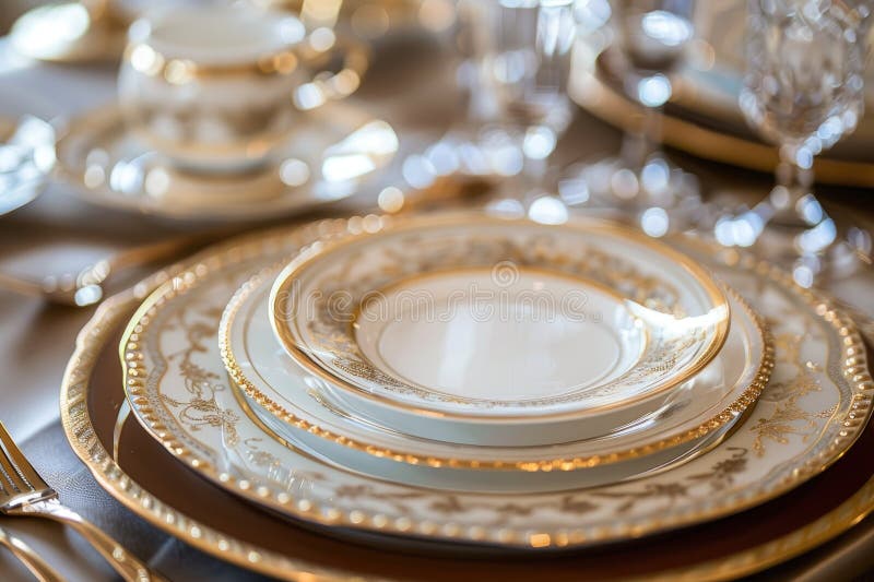 Close-up of an Elegant Plate on a Table at Luxury. Stock Image - Image ...
