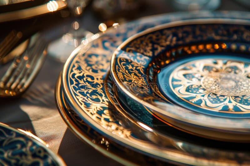 Close-up of an Elegant Plate on a Table at Luxury. Stock Image - Image ...