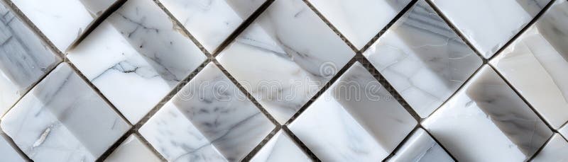 Close-up of Elegant White and Gray Marble Tiles Arranged in a Diagonal ...
