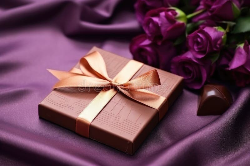 Close-up of Elegantly Wrapped Chocolate Gift Box Stock Image - Image of ...