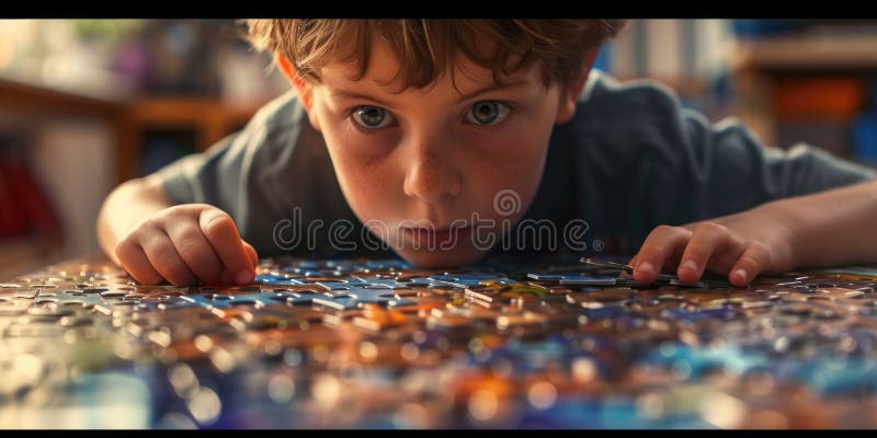 Close Up of Elementary Student Looking Jigsaw while Looking at Camera ...